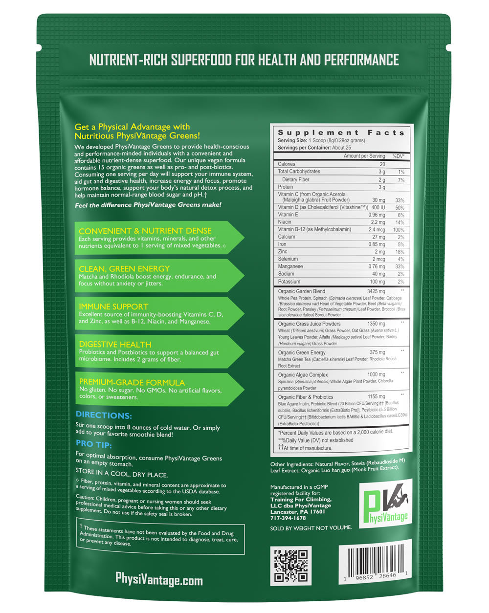 Organic Greens Powder (Energy, Immunity, and Digestive Health Support ...